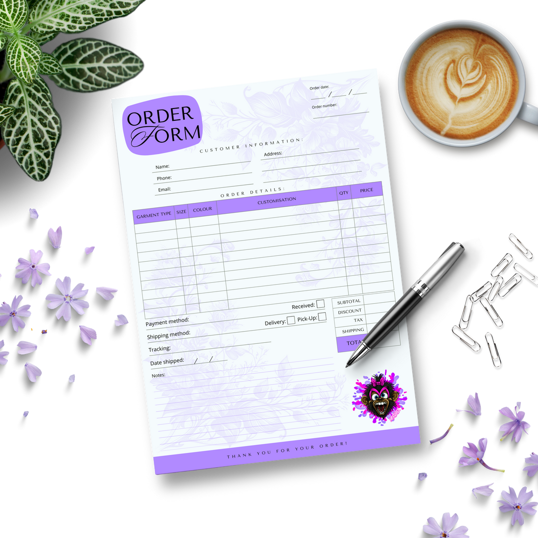 Custom A4 Garment Order Form – Murtz